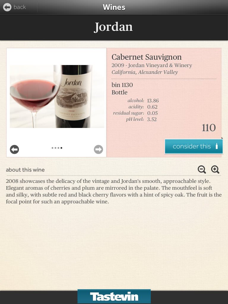 Tastevin iPad Wine List App and Jordan Winery Sales Team