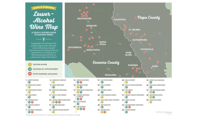 New Lower-Alcohol Wineries Wine Tasting Map - Jordan Winery