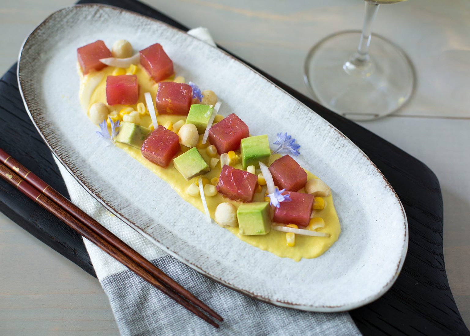 Authentic Hawaiian Ahi Poke Recipe with Corn and Macadamia Nuts
